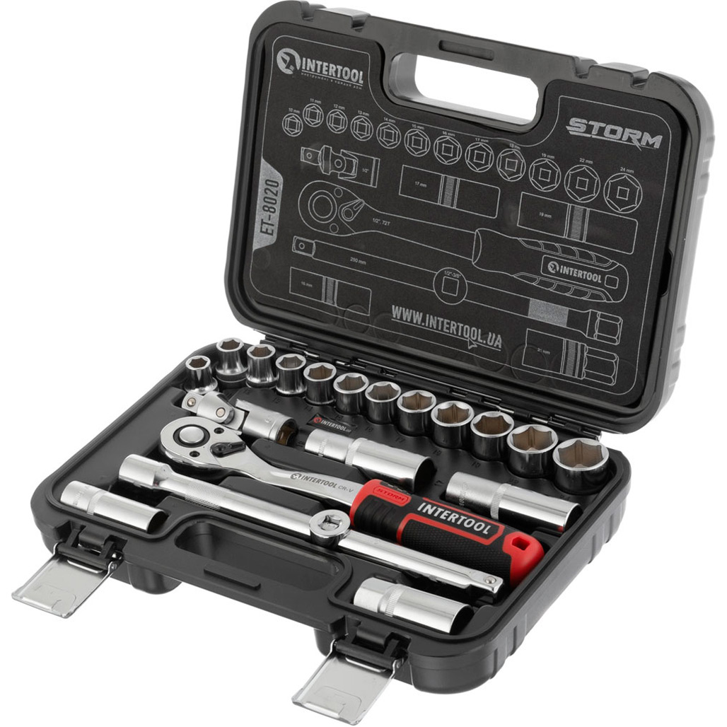 Набор торцевых головок с трещоткой Intertool ET-8020 [98833] – фото, отзывы, характеристики в ...
