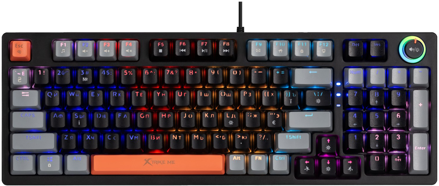 Клавиатура проводная XTRIKE ME GK-987 UA RGB Mechanical USB Black/Grey ...