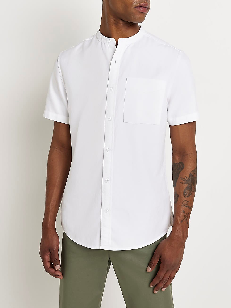 Рубашка хлопковая летняя мужская River Island XAZ428975ANDX XL Белая ...
