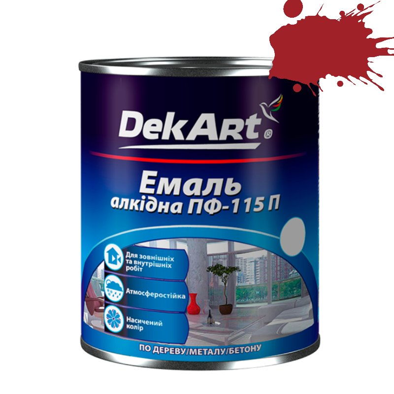 Эмаль алкидная ПФ-115 П DekArt красная 0.9 кг – фото, отзывы, характеристики в интернет-магазине ...