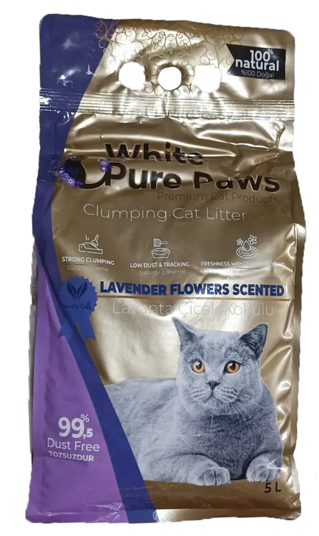 Бентонітовий наповнювач білий WHITE PURE PAWS гранули 1-3 мм з ароматом ...