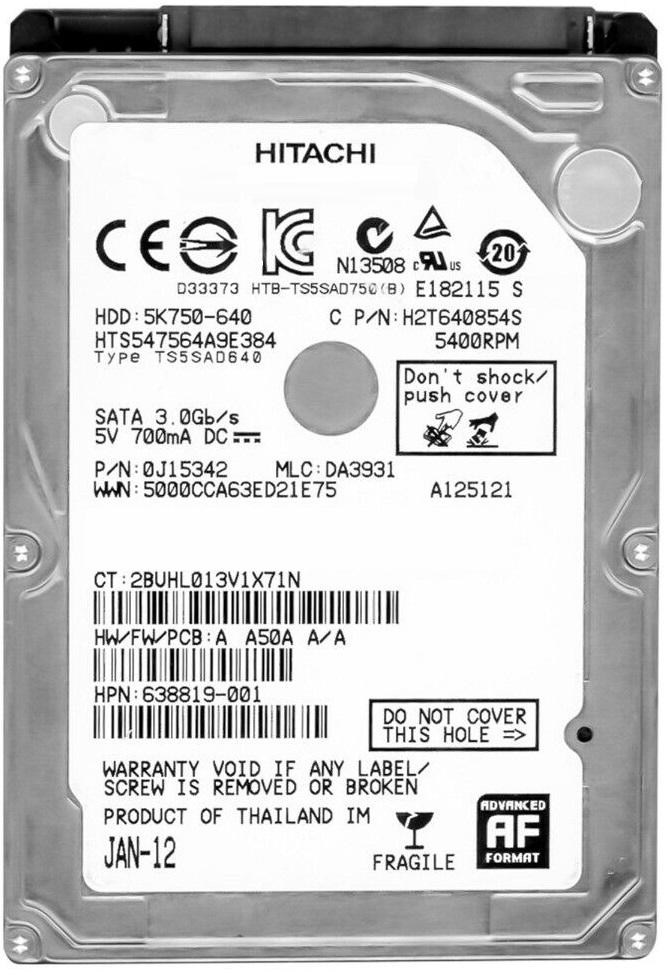 Жесткий диск Hitachi (HGST) GST Travelstar 5K750 640GB 5400rpm 8MB ...