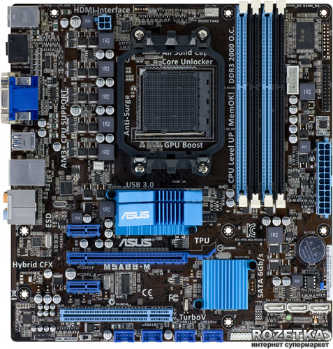 Материнская плата Asus M5A88-M (sAM3+, AMD 880G, ATI Radeon HD 4250 ...