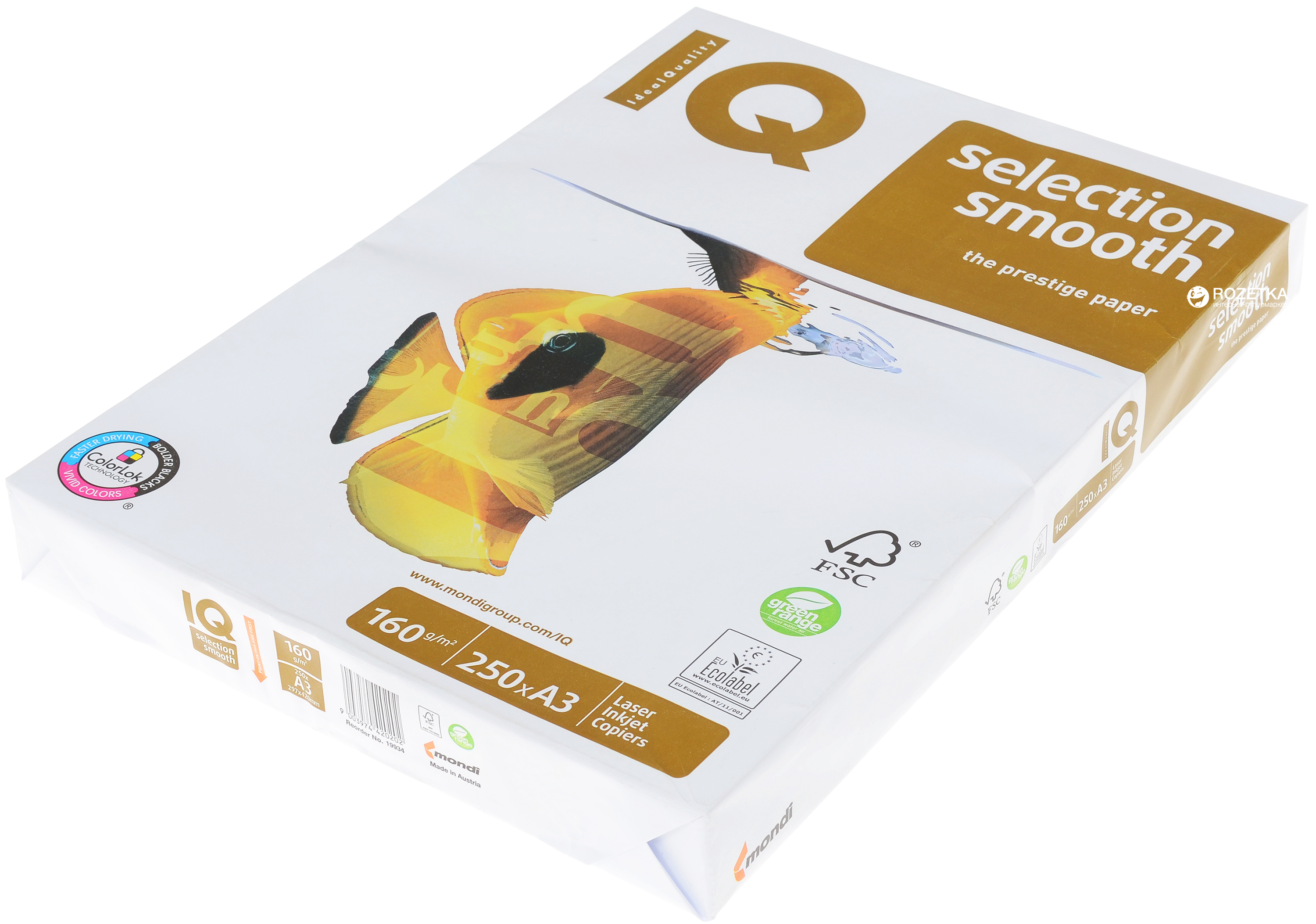 Бумага офисная IQ А3 160 г/м2 Selection Smooth 250 листов Белая ...