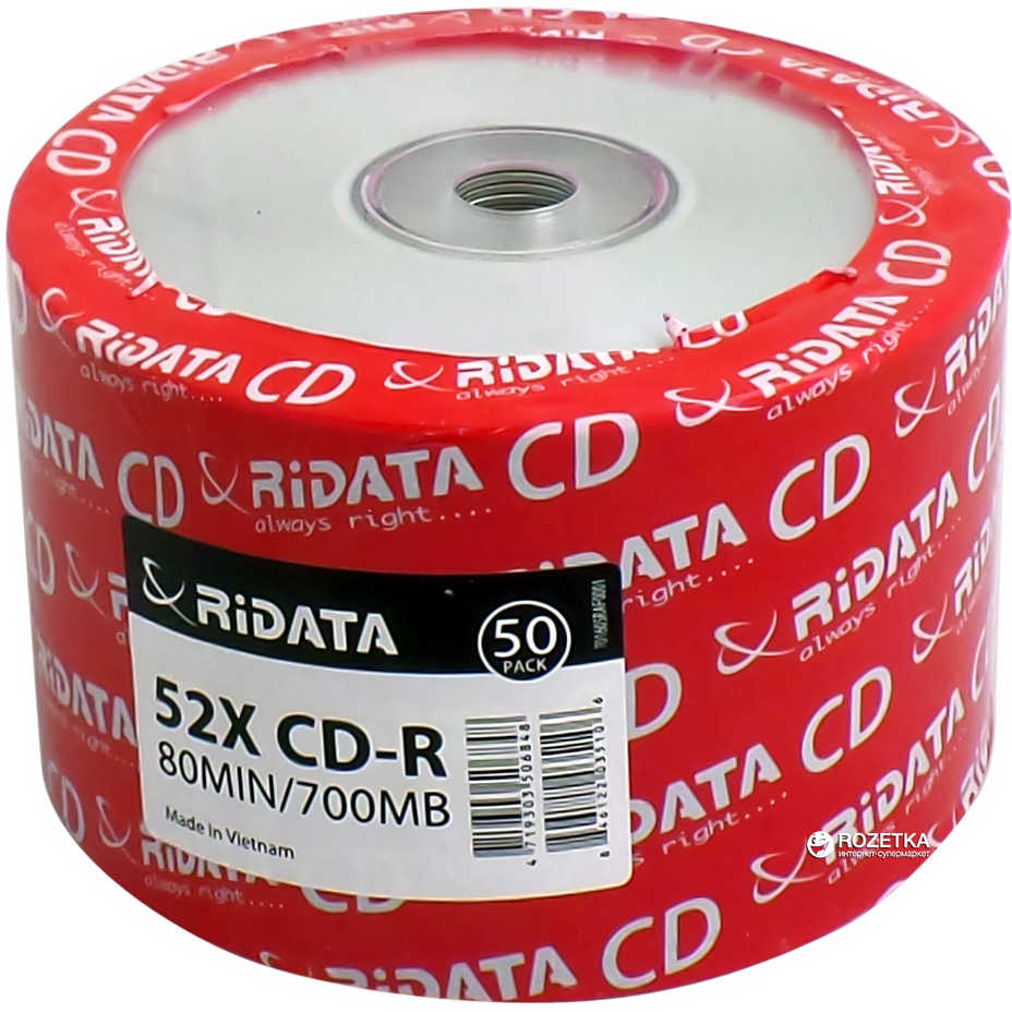 RIDATA CD-R 700 MB 52x Bulk 50 шт (901OEDRRDA168) – фото, отзывы, характеристики в интернет ...