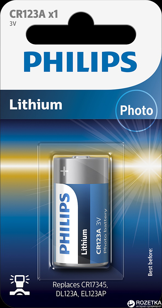Батарейка Philips CR123A BLI 1 Lithium (CR123A/01B) – фото, отзывы ...
