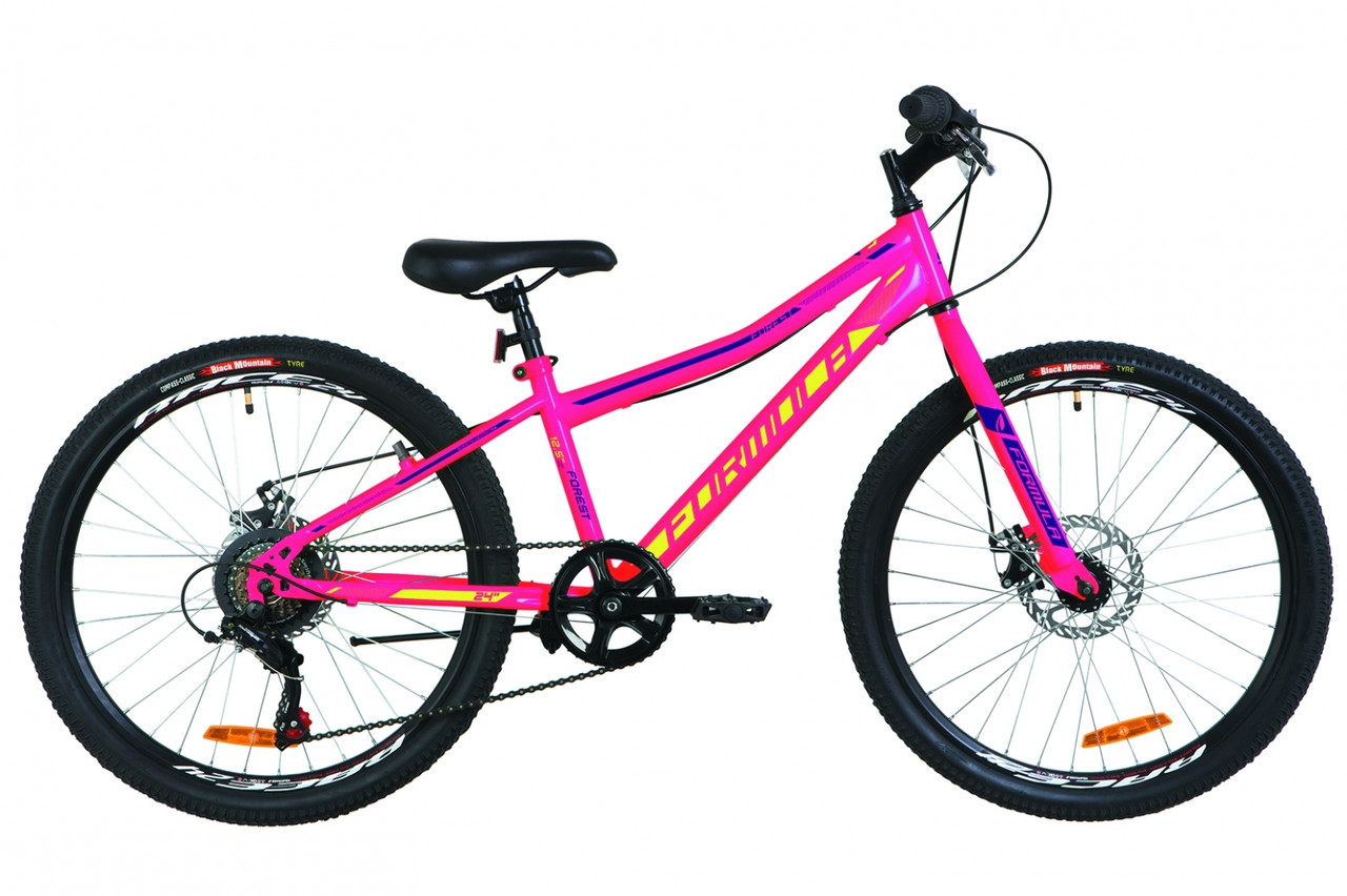 Велосипед 24" Formula FOREST RIGID DD 2019 (малиновый с салатным ...