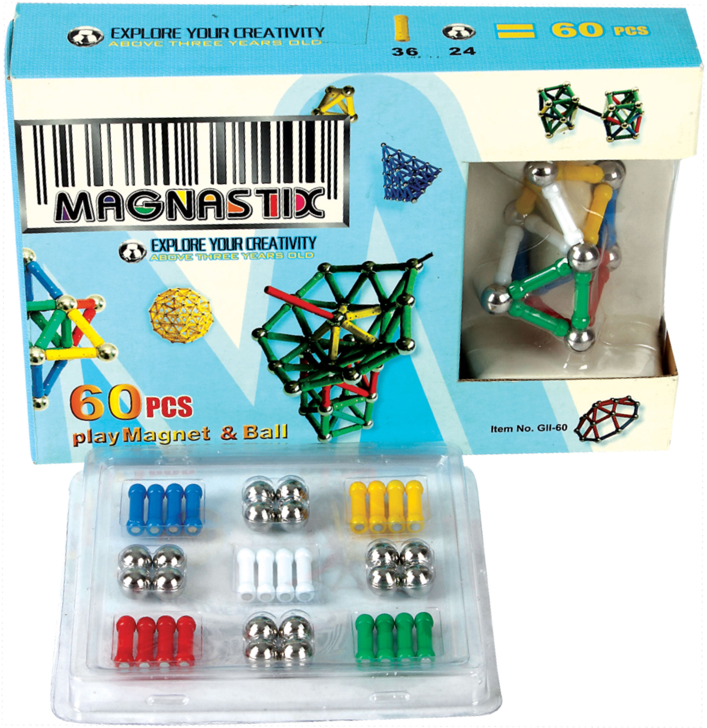 Конструктор Magnastix Магнітний сильний 60 елементів (6910010013010 ...