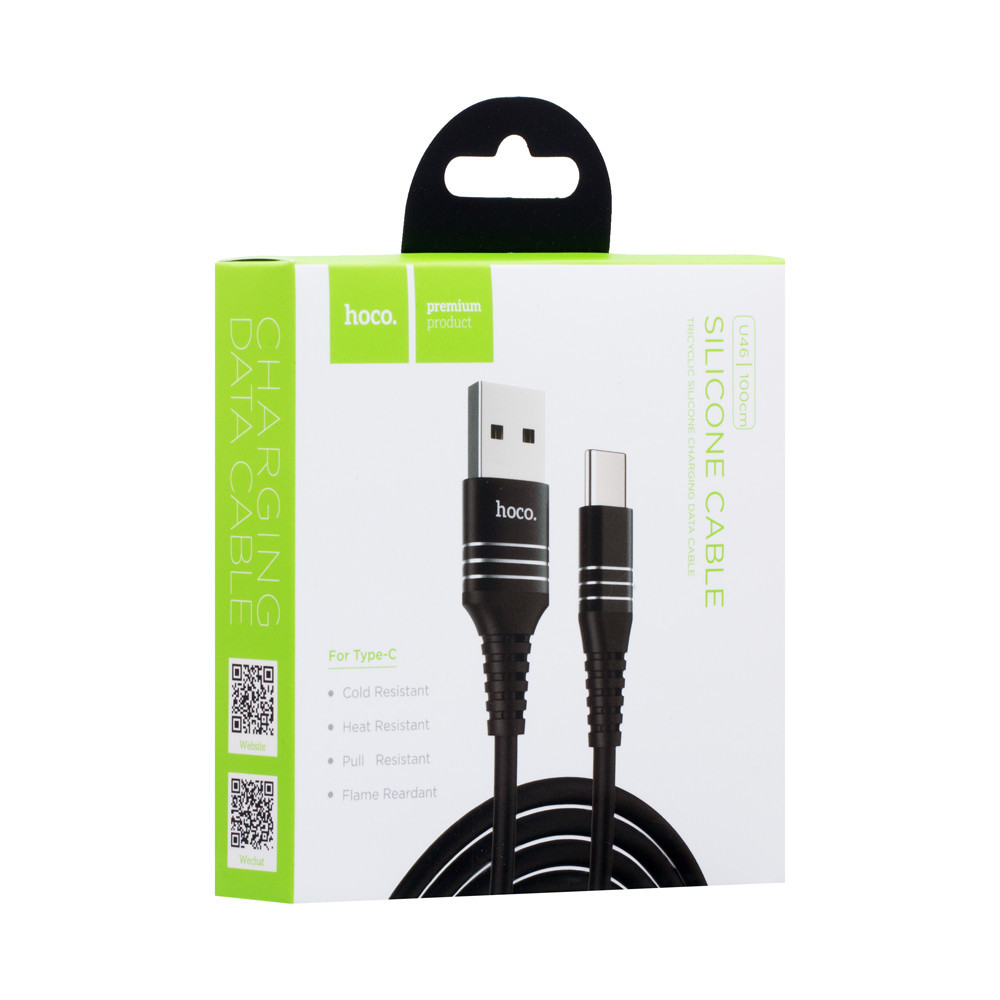 Кабель для зарядки и синхронизации Hoco U46 Tricyclic USB Type-C - USB черный – фото, отзывы ...