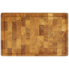 Торцевая кухонная доска разделочная деревянная прямоугольная с выемкой ...